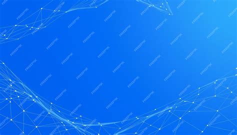 Abstract Blue Background With White Lines And Dots Forming A Geometric Pattern Premium Ai