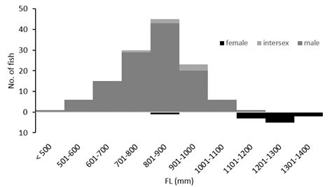 Sex Specific Length Frequency Histogram Of 141 Polydactylus Quadrifilis Download Scientific