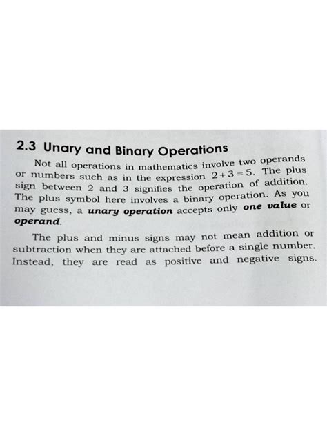Unary And Binary Operations Pdf