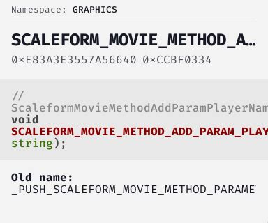 ScaleformMovieMethodAddParamPlayerNameString FiveM Natives Cfx Re Docs