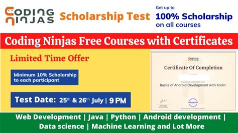 coding ninjas scholarship test free coding ninjas courses with