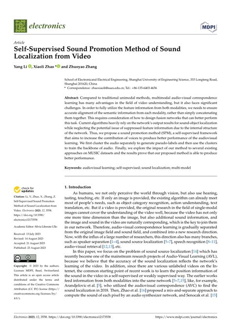 Pdf Self Supervised Sound Promotion Method Of Sound Localization From