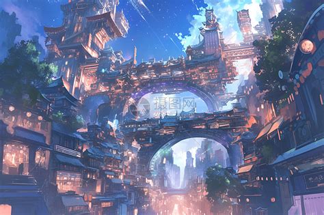 梦幻的未来城市插画图片下载 正版图片601145064 摄图网