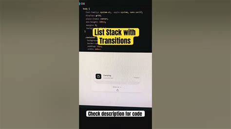 List Stack With View Transitions Htmlcss Html Shorts Youtube