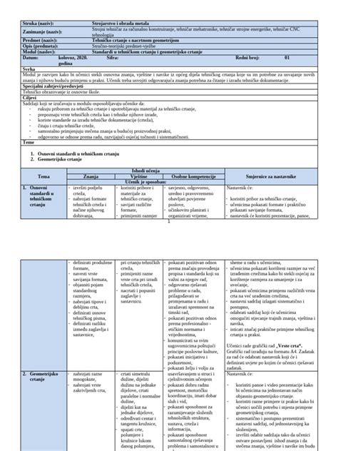 Теhničko Crtanje S Nacrtnom Geometrijom 1 Razred 4 Stupanj 2020 Pdf