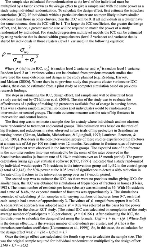 Estimating Sample Size In A Cluster Randomized Trial Cdc Centers For Download Scientific
