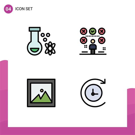 User Interface Pack Of 4 Basic Filledline Flat Colors Of Atom Image