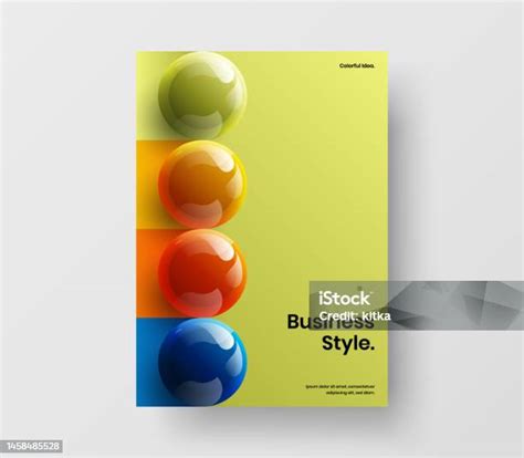 신선한 소책자 A4 디자인 벡터 템플릿입니다 독특한 3d 공 배너 그림입니다 A4 용지에 대한 스톡 벡터 아트 및 기타 이미지 A4 용지 개념 고급 Istock