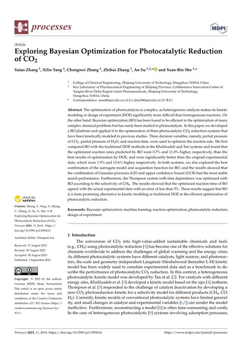 Pdf Exploring Bayesian Optimization For Photocatalytic Reduction Of Co2