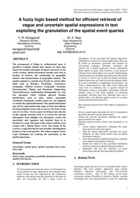 Pdf A Fuzzy Logic Based Method For Efficient Retrieval Of Vague And