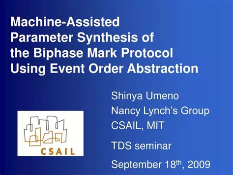 Ppt Machine Assisted Parameter Synthesis Of The Biphase Mark Protocol