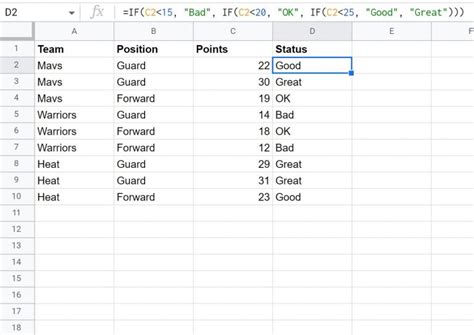 Google Sheets Use An IF Function With 3 Conditions