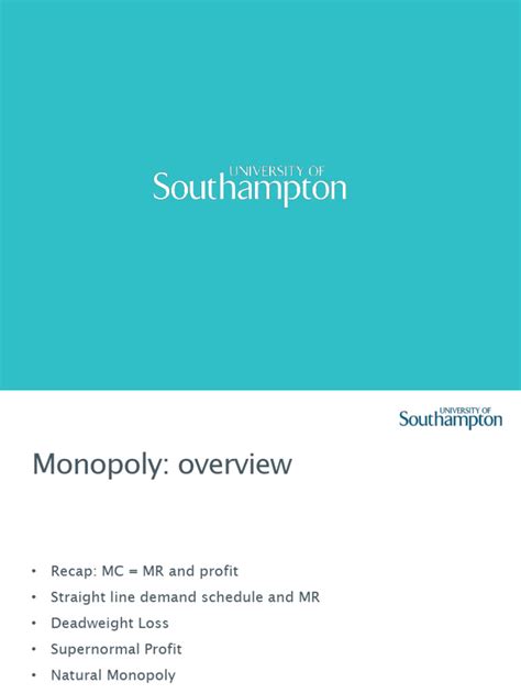 Econ1009 Week 62 Lecture Slide Monopoly Pdf Monopoly Profit Economics