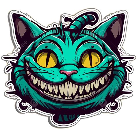캐릭터 일러스트 스티커 체셔 고양이 클립 아트의 머리 벡터 고립 된 만화 체셔 고양이와 스티커 디자인 상표 캐릭터 일러스트