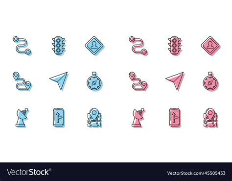 Set Line Radar Infographic Of City Map Navigation Vector Image