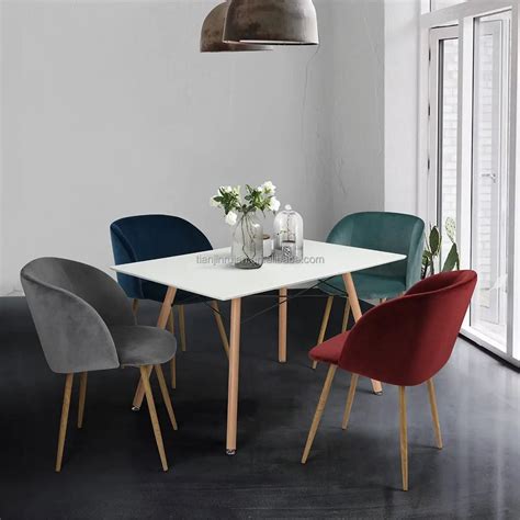 White Rectangular Mdf Dining Table With Beech Wood Legs