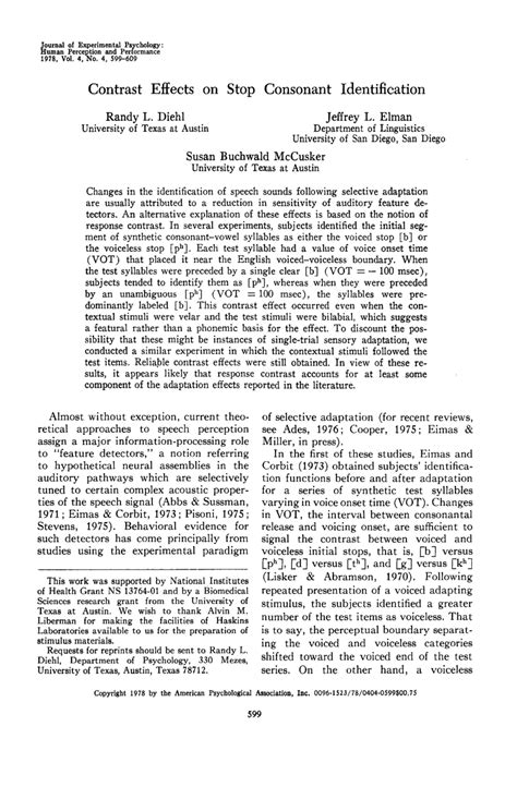 Contrast Effects On Stop Consonant Identification Request Pdf