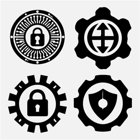 Premium Vector Cyber Security Vector Line Icon Black Or White Logo Protection Sign Shield