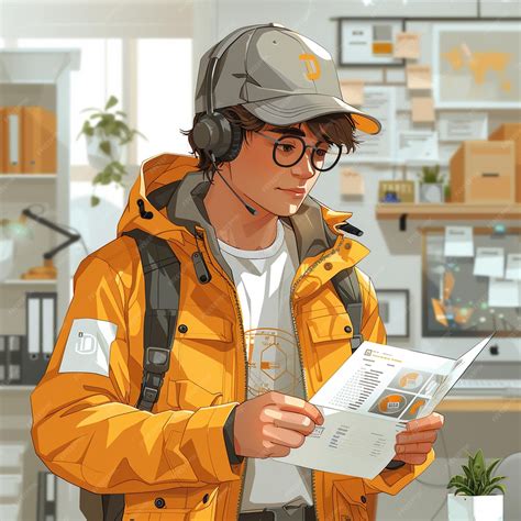 tech support agent network engineer in a smart minimal drawing