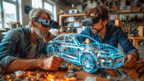 Premium Photo Two Men Using Vr Technology For Car Design In A Bright