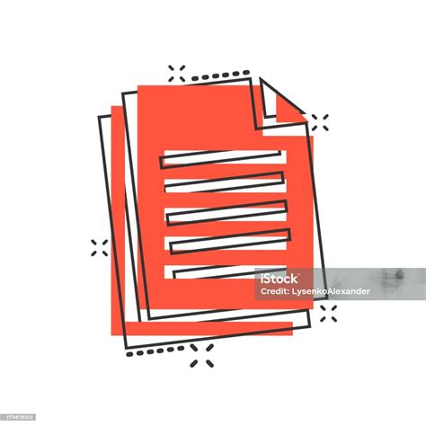 만화 스타일의 문서 노트 아이콘입니다 종이 시트 벡터 만화 일러스트 그림입니다 메모장 문서 비즈니스 개념 스플래시 효과 0명에