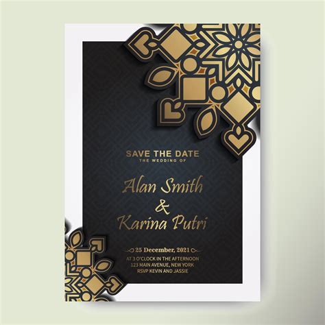 Elegant Mandala Wedding Invitation Card Template Design 13319438 Vector Art At Vecteezy