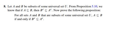 Solved 8. Let A and B be subsets of some universal set U. | Chegg.com