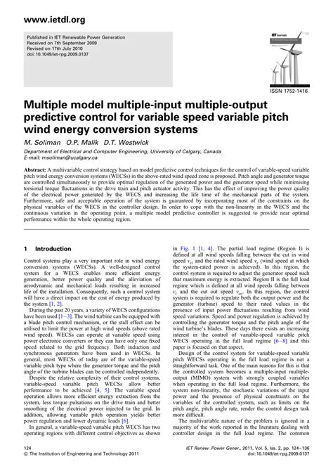 Pdf Multiple Model Multiple Input Multiple Output Predictive Control