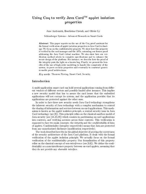 Using Coq To Verify Javacard Pdf Pdf