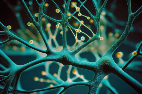 close up of neural network with individual neurons visible stock
