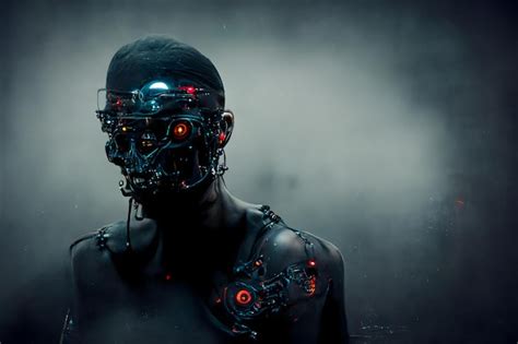 Premium Photo Dystopian Cyber Augmented Man Neural Network Generated Art