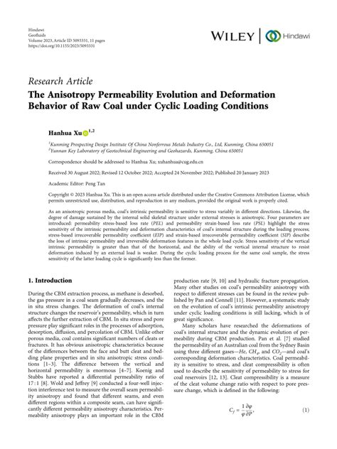 Pdf The Anisotropy Permeability Evolution And Deformation Behavior Of Raw Coal Under Cyclic