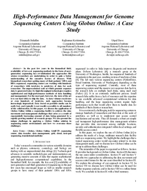 Pdf High Performance Data Management For Genome Sequencing Centers