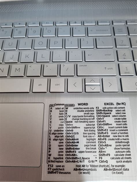 Word Excel For Windows PC Keyboard Shortcut Sticker No Residue Laminated Vinyl Word Excel