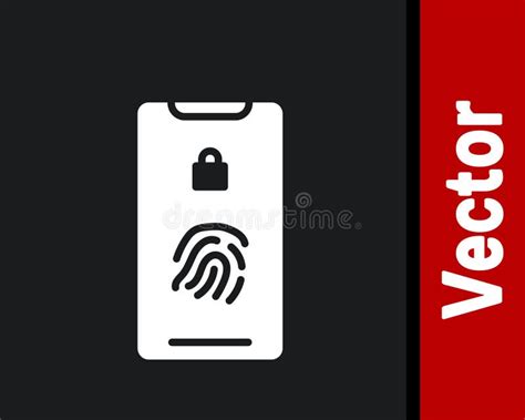 White Smartphone With Fingerprint Scanner Icon Isolated On Black Background Concept Of Security