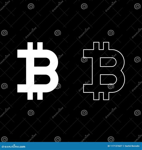 Bitcoin Icon Set White Color Illustration Flat Style Simple Image Stock Vector Illustration Of