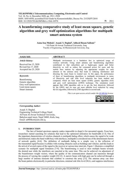 A Beamforming Comparative Study Of Least Mean Square Genetic Algorithm