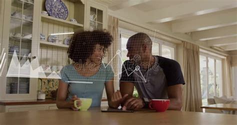 Image Of Data Processing Over African American Couple Using Tablet