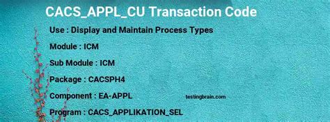 Cacs Appl Cu Sap Tcode For Display And Maintain Process Types