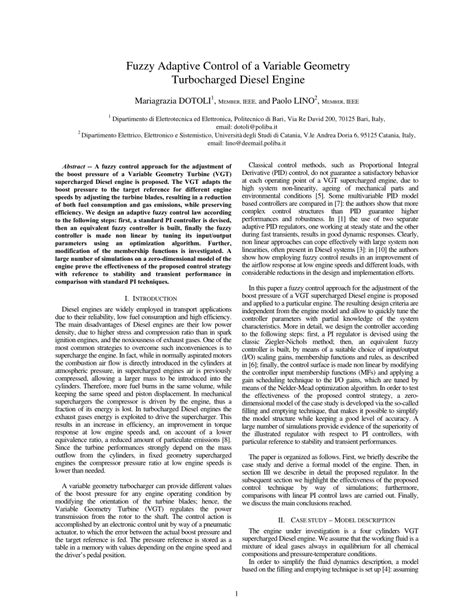 Pdf Fuzzy Adaptive Control Of A Variable Geometry Turbocharged Diesel