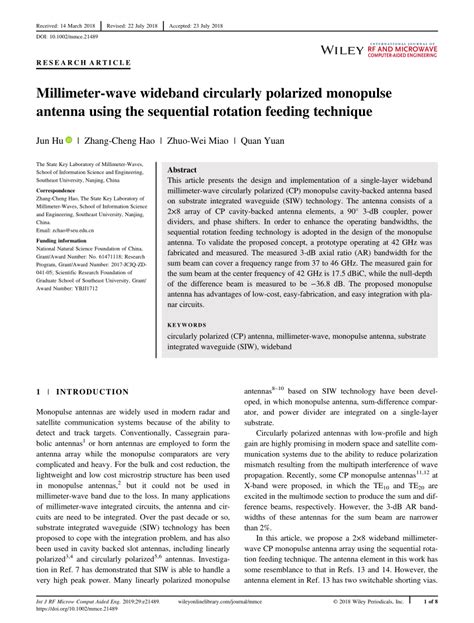 Millimeter‐wave Wideband Circularly Polarized Monopulse Antenna Using