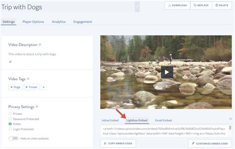 How To Generate Or Customize A Lightbox Embed Code Video Hosting And
