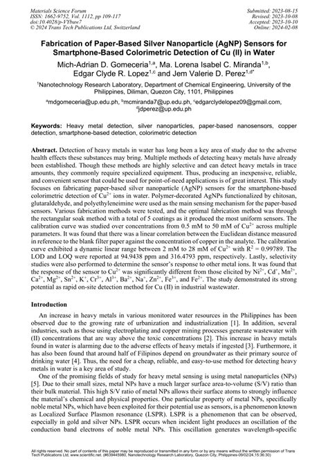 Pdf Fabrication Of Paper Based Silver Nanoparticle Agnp Sensors For Smartphone Based
