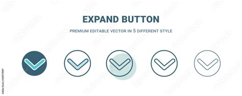Expand Button Icon In 5 Different Style Outline Filled Two Color