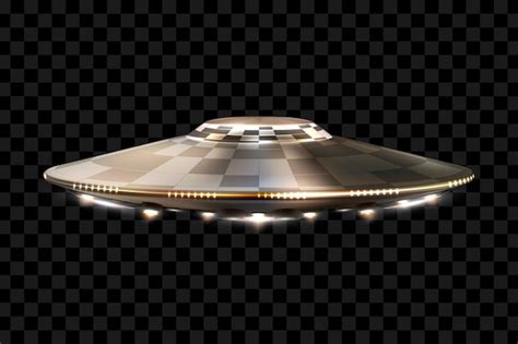Ufo 미확인 비행 물체 투명 한 배경 그림에 미래 지향적 인 Ufo입니다 프리미엄 벡터