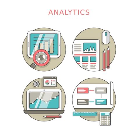 Premium Vector Analytics Concept Set In Thin Line Style