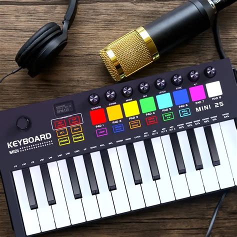 Piano Digital Elektronik 25 Kekunci Midi 8 Pad Dram Papan Kekunci Dengan Bluetooth Cool