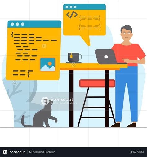 Best Male Developer Working On Laptop Illustration Download In Png And Vector Format