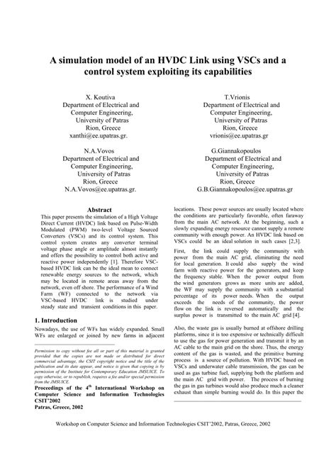Pdf A Simulation Model Of An Hvdc Link Using Vscs And A Control System Exploiting Its Capabilities