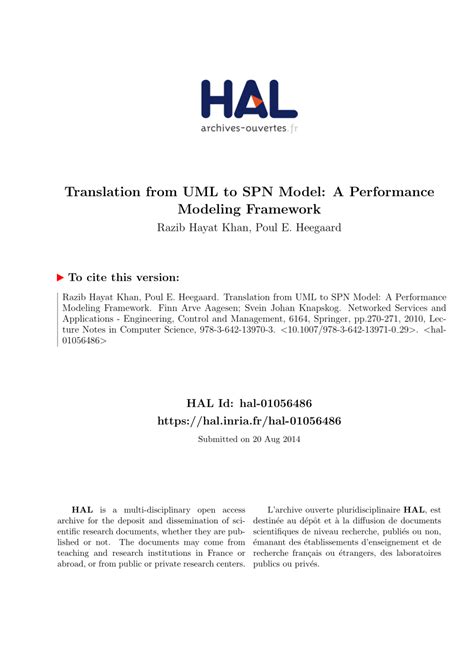 Pdf Translation From Uml To Spn Model A Performance Modeling Framework